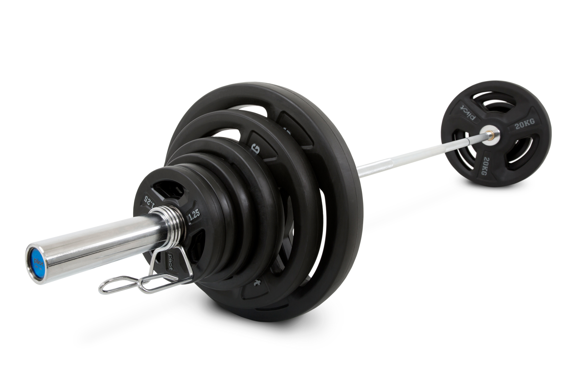 Pivot Fitness PVT-100 Pro Training Olympic Plate Set - Chrome Bar ...